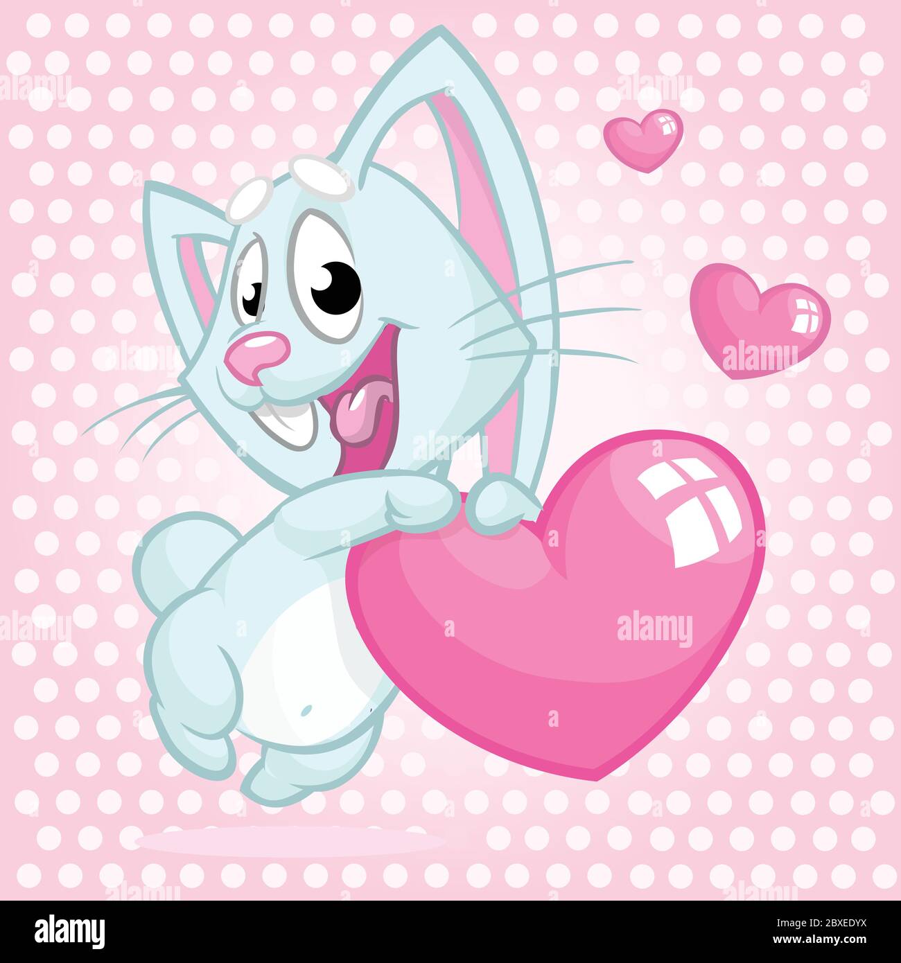 Cute little bunny holding love heart. Vector illustration Stock Vector ...