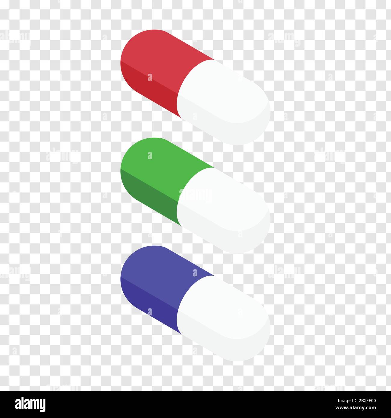 Colorful pills isolated on transparent background isometric view Stock ...