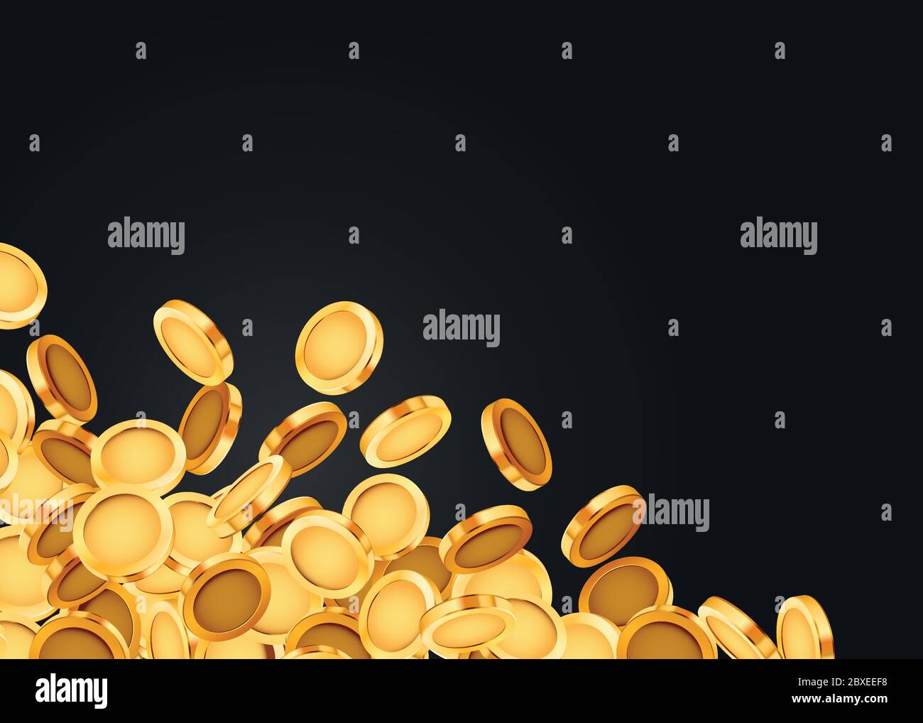 Falling coins, falling money, flying gold coins, golden rain. Jackpot ...