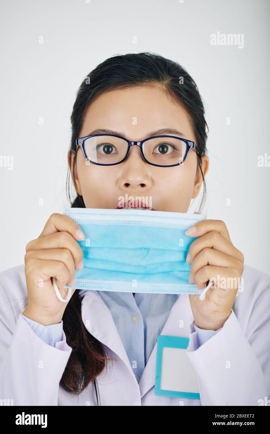 Asian female doctor scared hi-res stock photography and images - Alamy