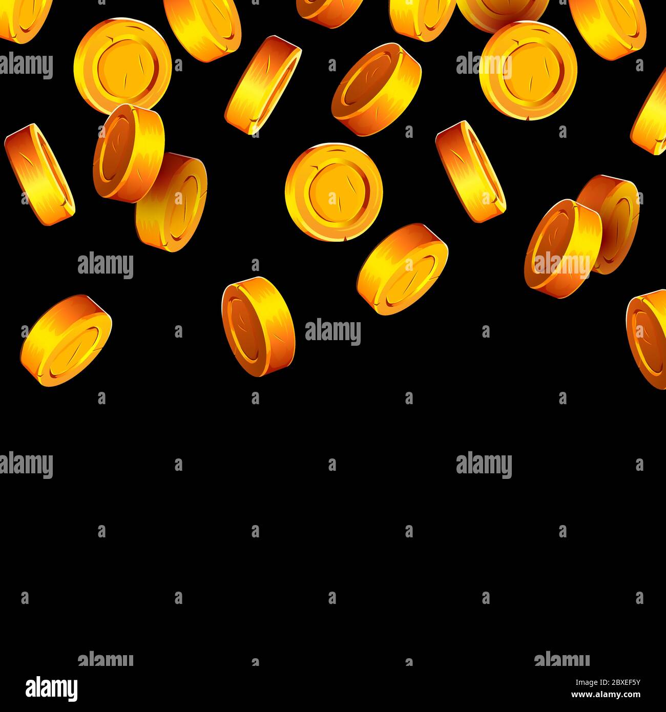 Falling coins, falling money, flying gold coins, golden rain. Jackpot ...