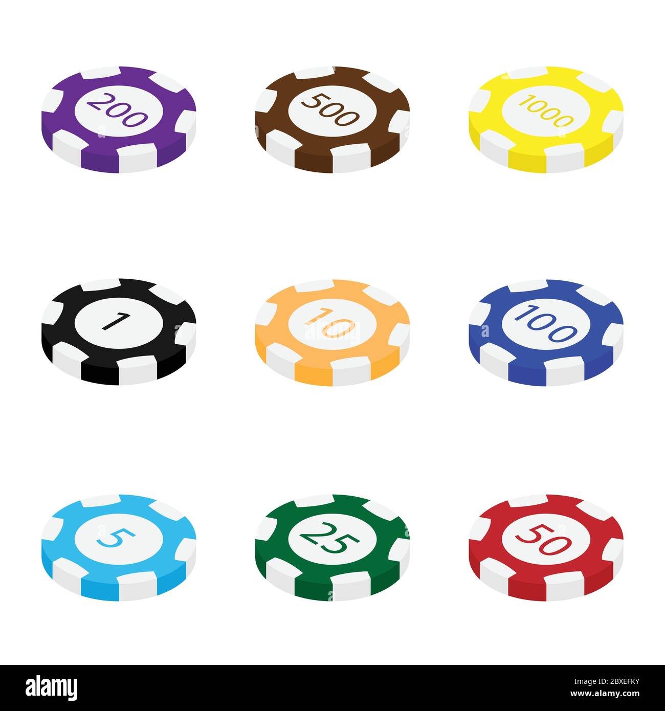 Casino coins chip set isometric view isolated on white background Stock ...