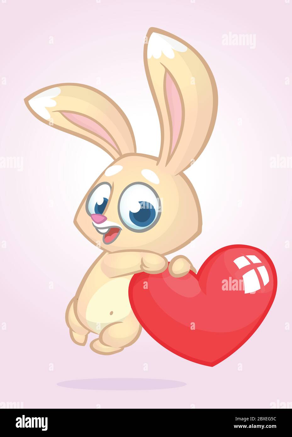 Cartoon cute Bunny rabbit holding a heart love. Vector illustration for ...
