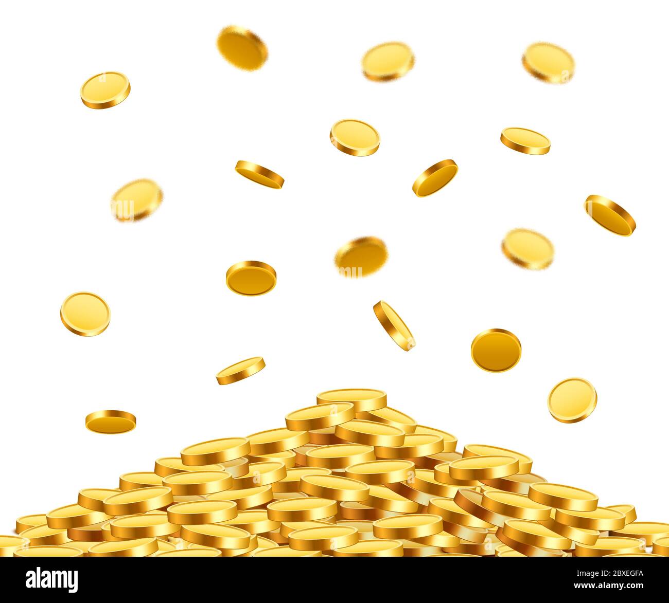 Falling coins, falling money, flying gold coins, golden rain. Jackpot ...