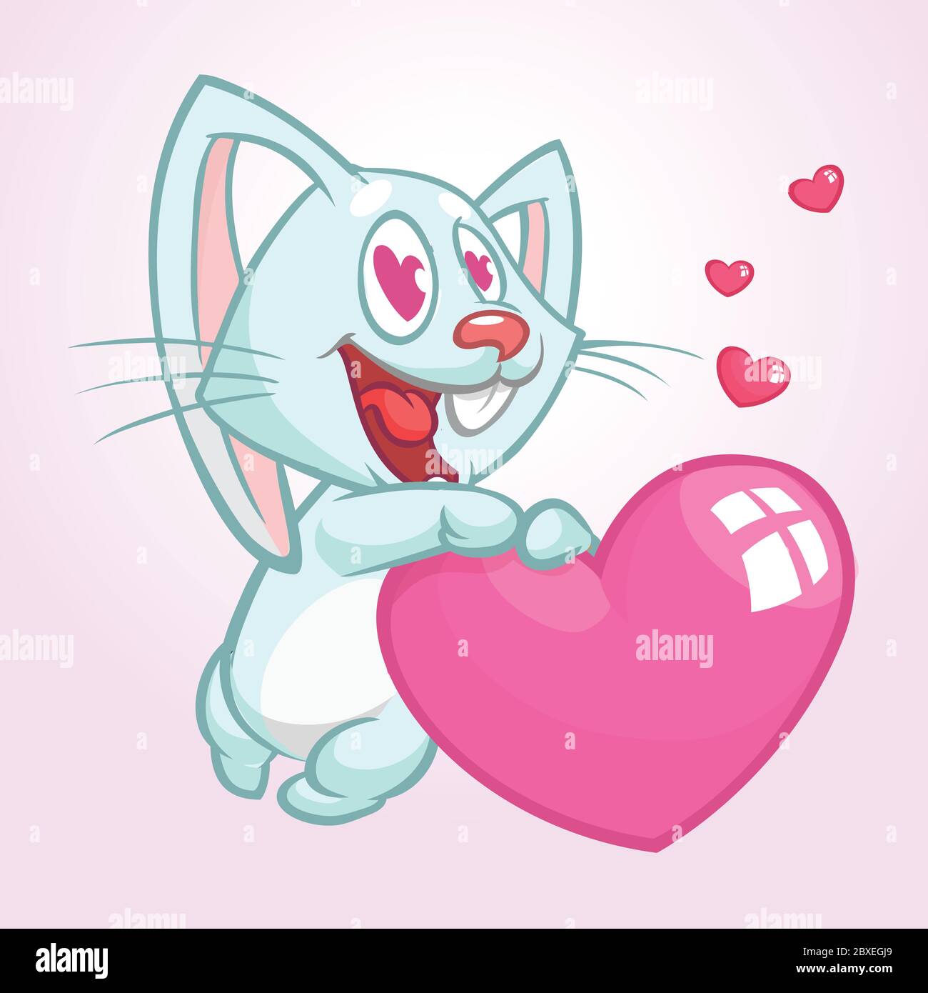 Cartoon cute Bunny rabbit in love holding a heart. Vector illustration ...