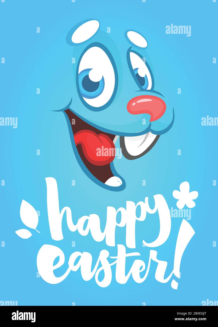 Cartoon Easter rabbit face. Hand drawn lettering poster for Easter ...