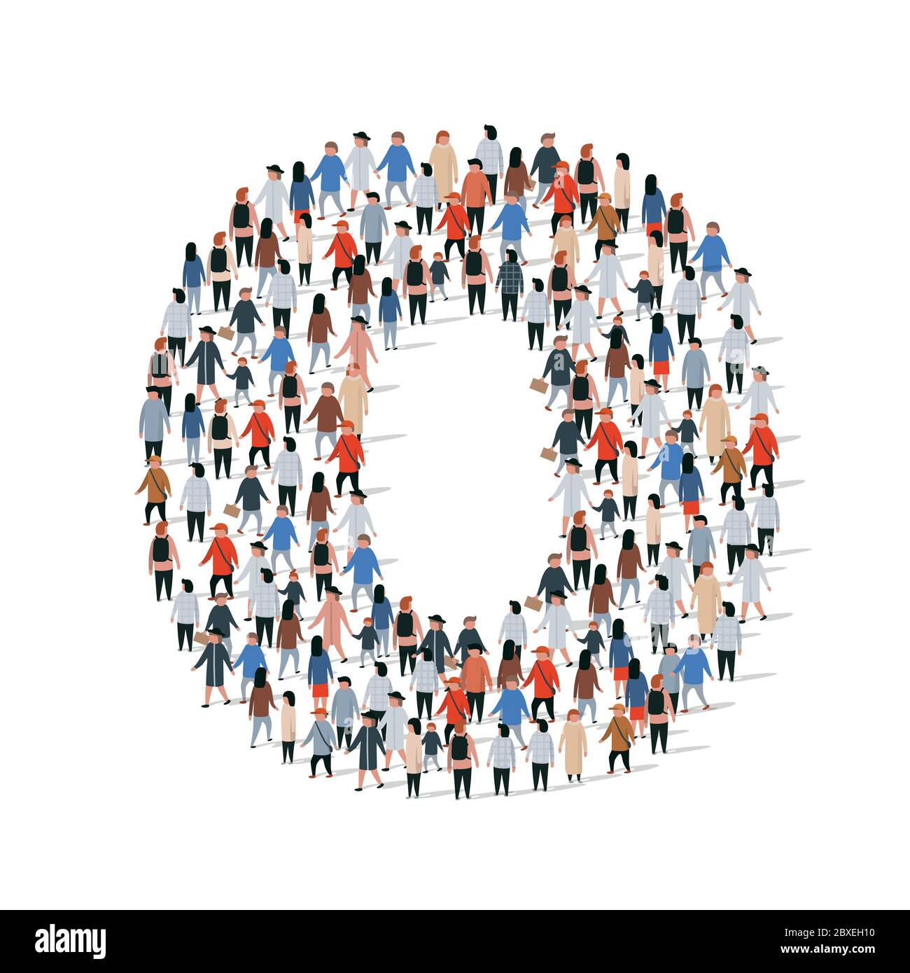 Large Group Of People In Number 1 One Form Vector Illustration Stock