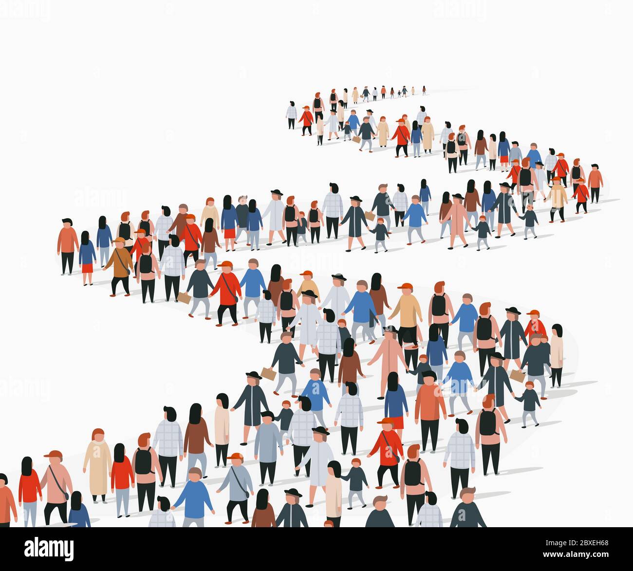 Crowd of buisness people standing in a line. People crowd. Vector ...