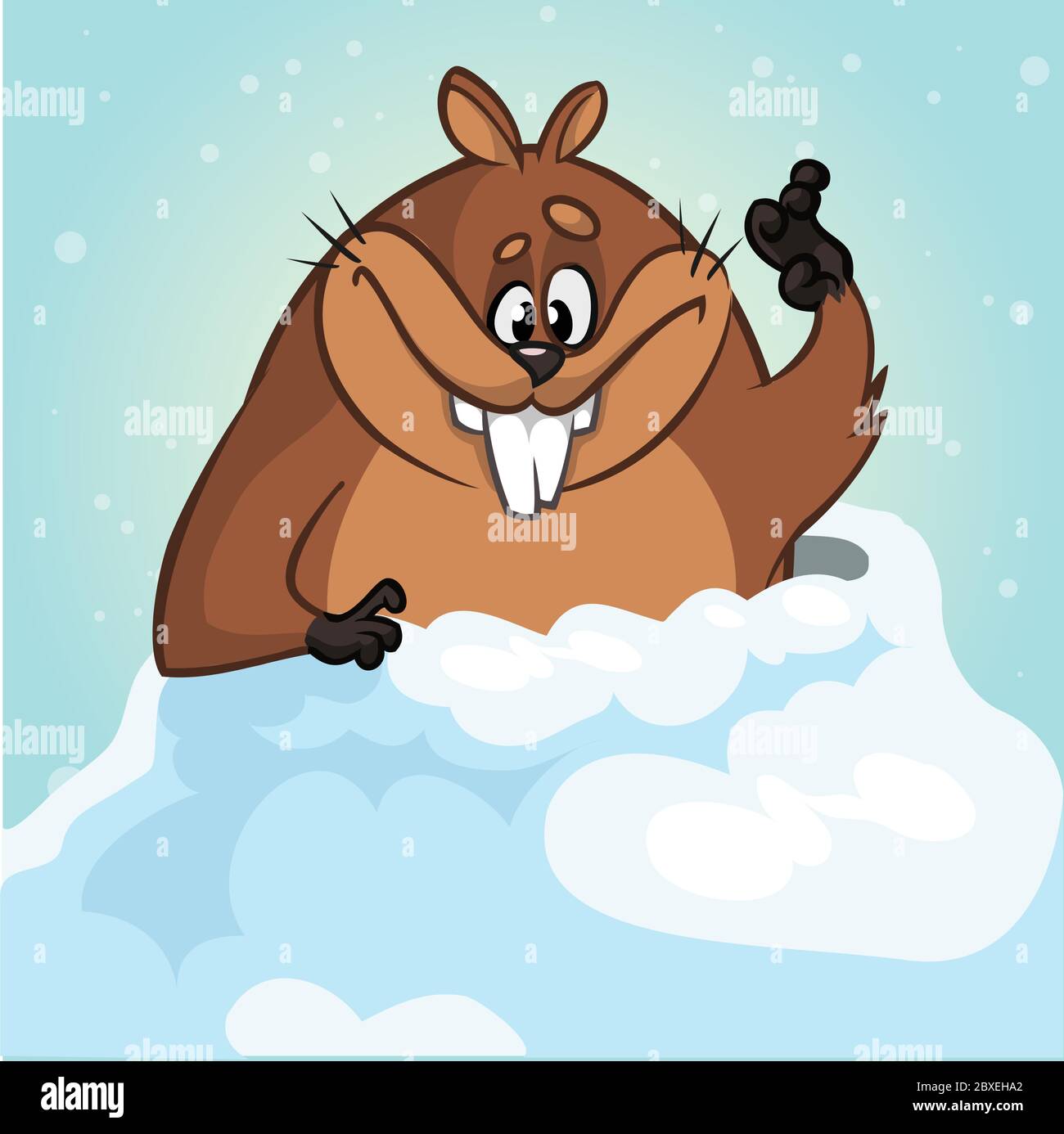 Vector funny groundhog. Cartoon a cute groundhog peeking out of its ...
