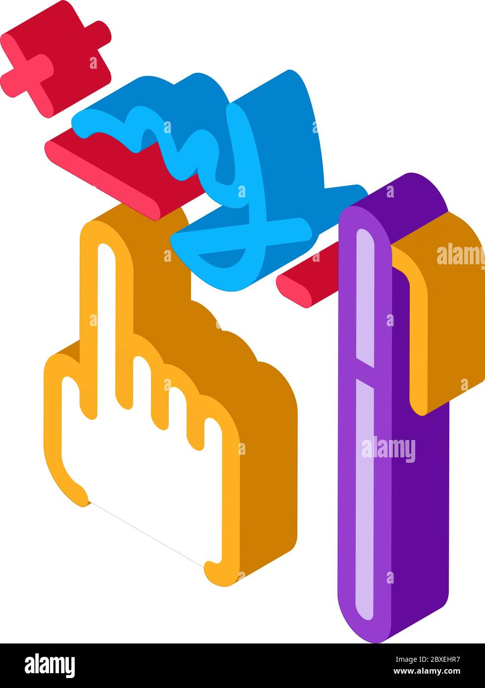 handwriting graphical analysis isometric icon vector illustration Stock ...