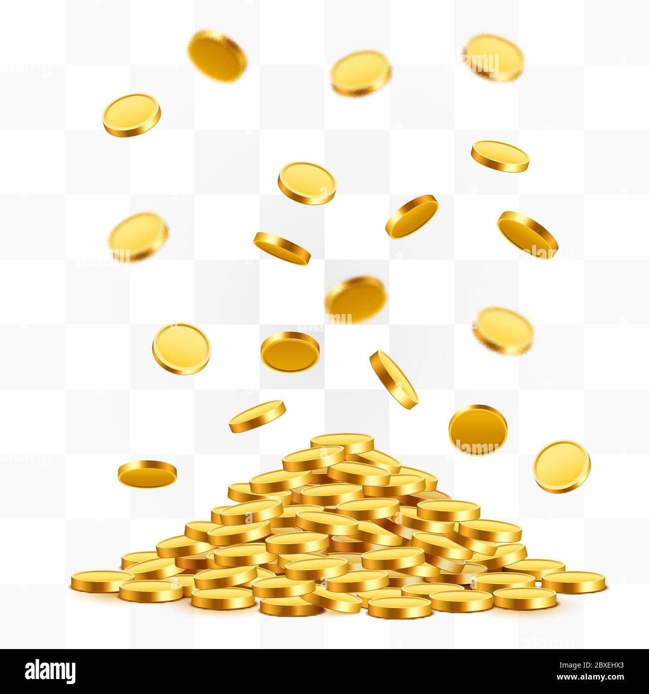 Falling coins, falling money, flying gold coins, golden rain. Jackpot ...