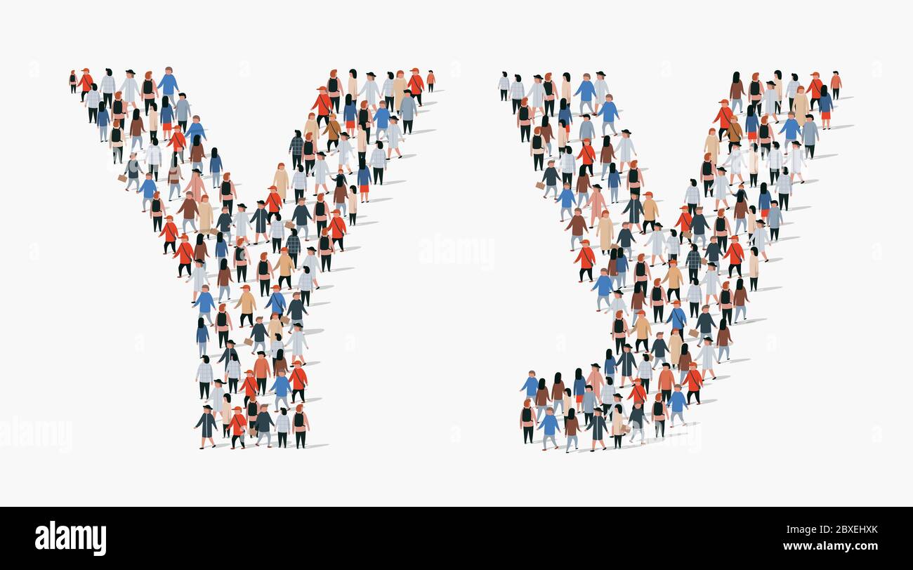 Large group of people in letter Y form. Vector seamless background ...