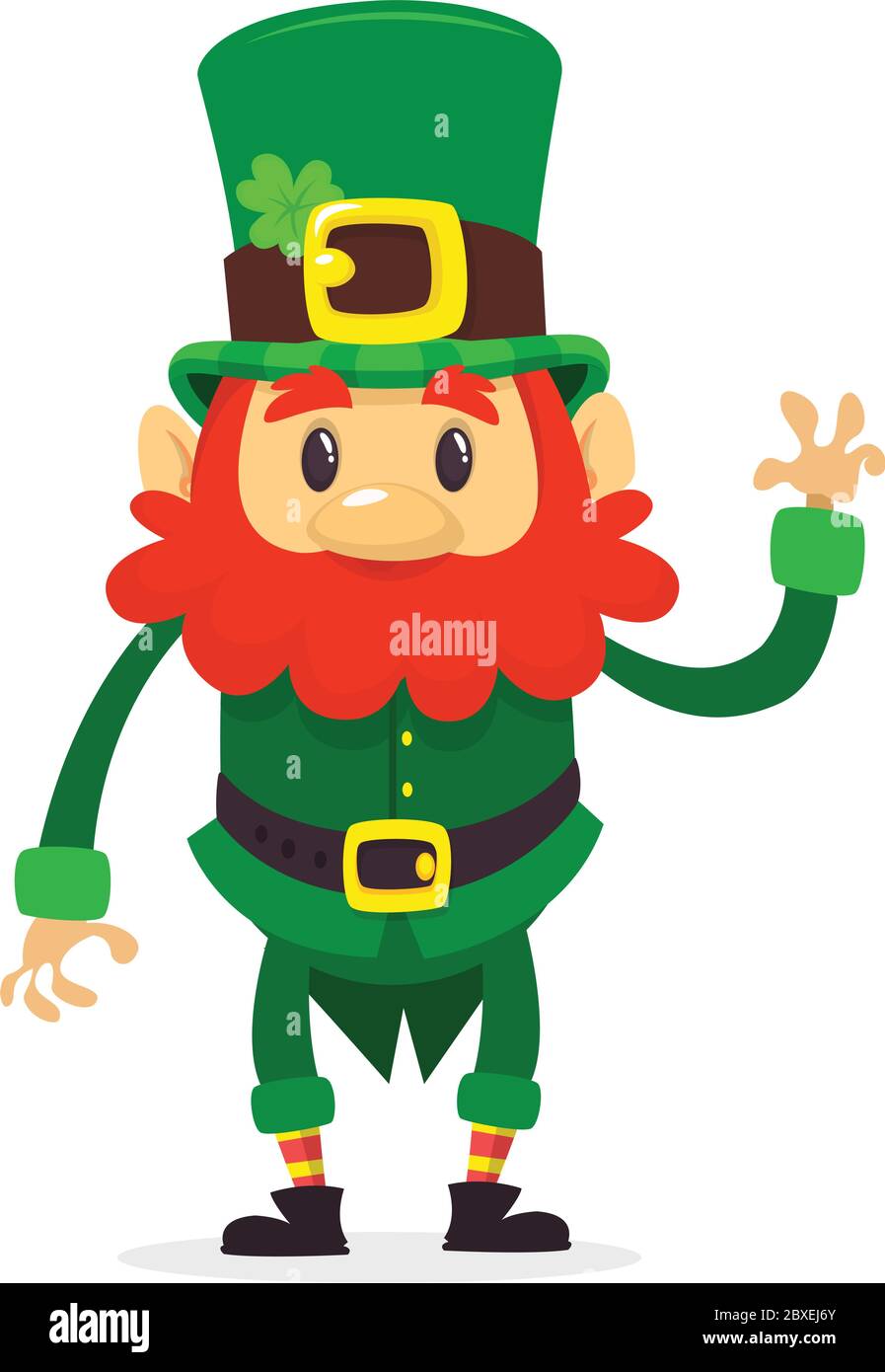 Leprechaun Presenting Cartoon Character Happy Saint Patricks Day