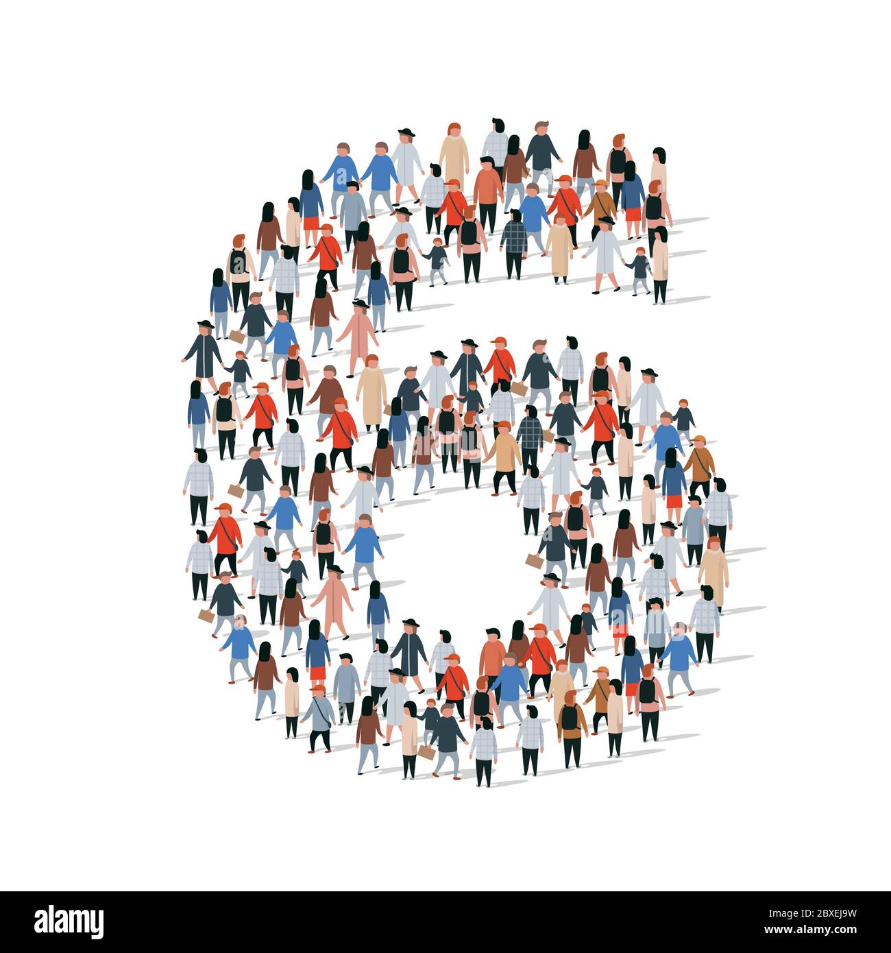 Large group of people in number 6 six form. Vector illustration Stock ...