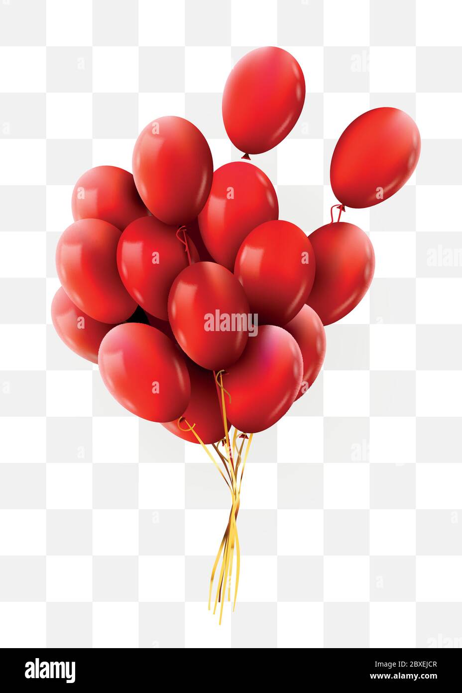 3d Realistic red Bunch of Flying Birthday Balloons. Party and ...