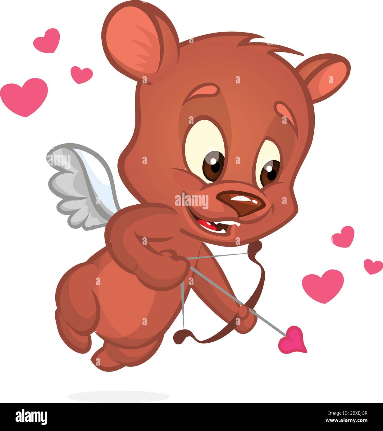 Cute cupid bear cartoon holding bow and arrow aiming. St Valentine ...