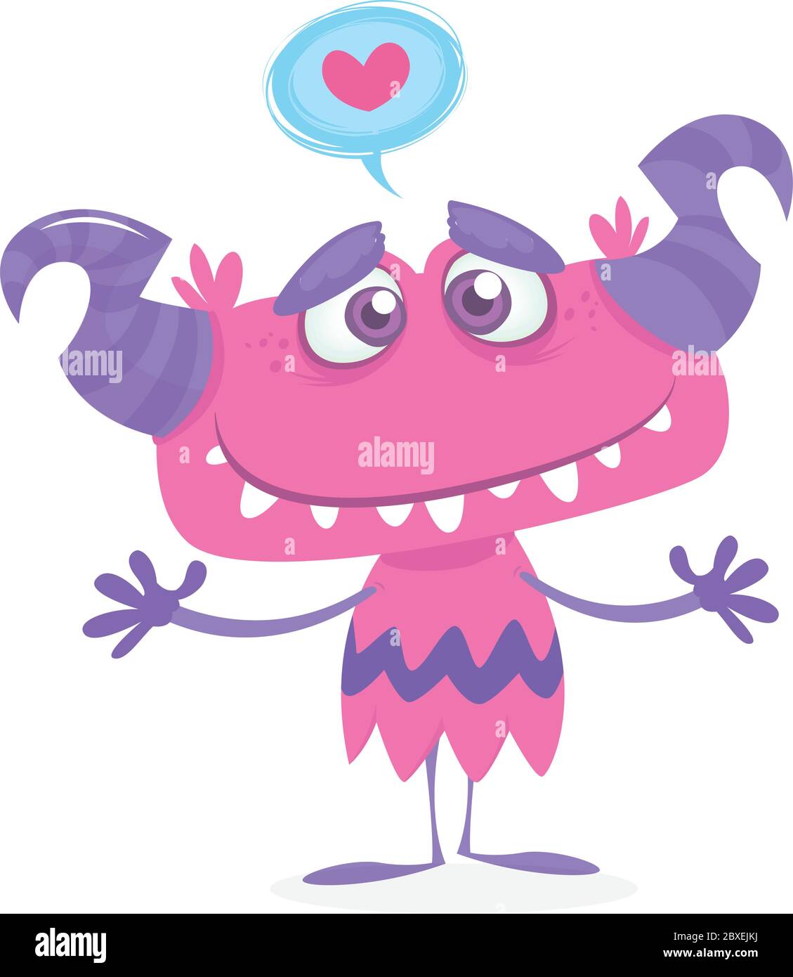 Vector valentines day monster love card with heart hi-res stock ...