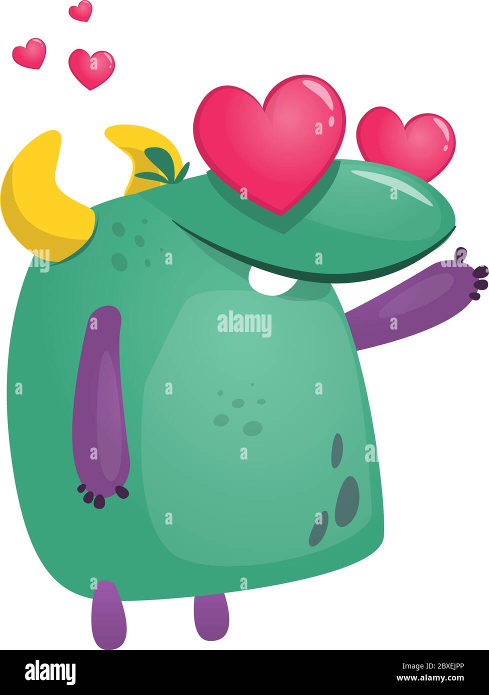 Cartoon cool monster in love. St Valentines vector illustration of ...