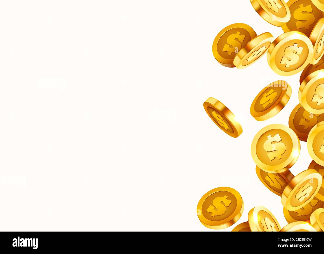 Falling coins, falling money, flying gold coins, golden rain. Jackpot ...