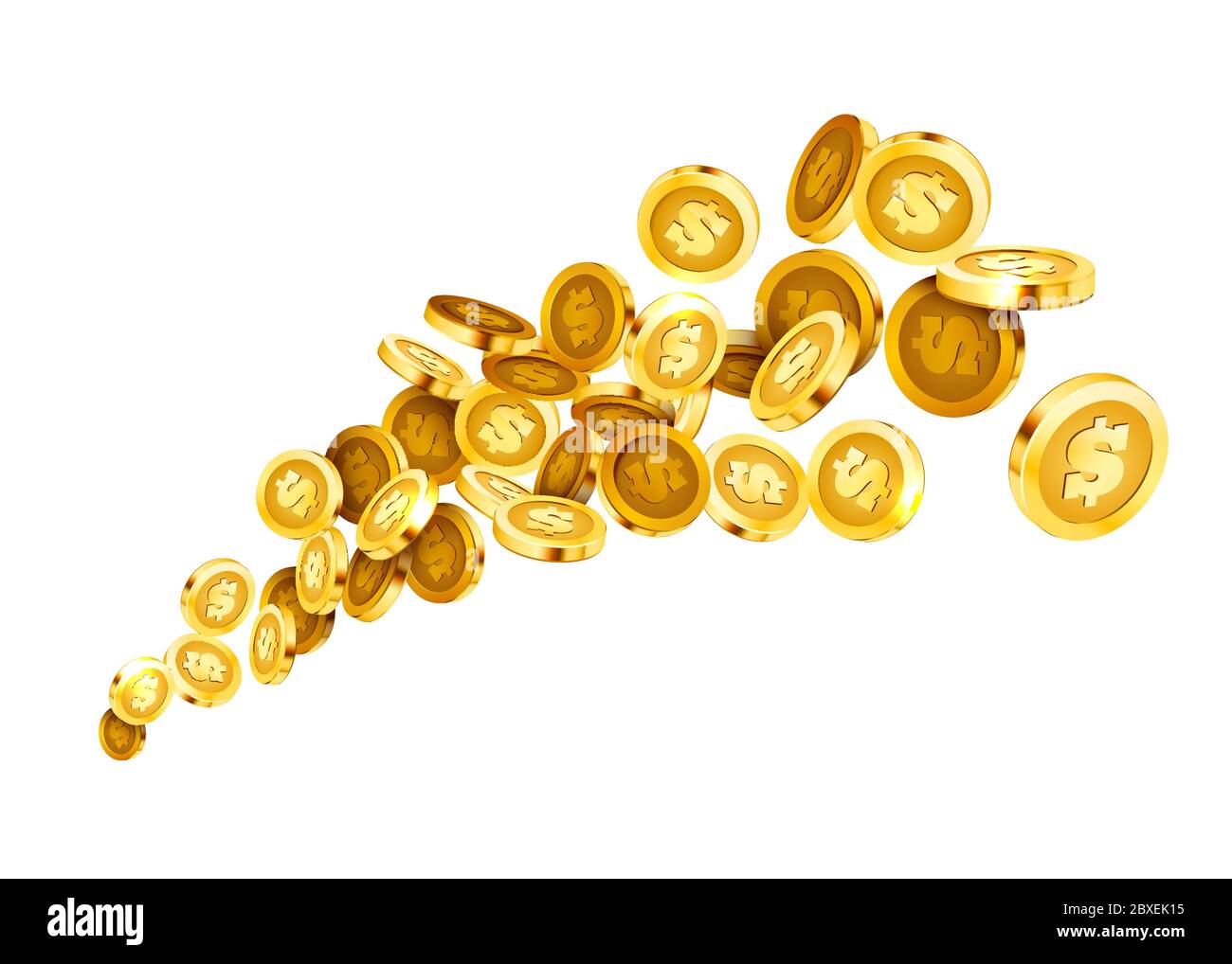 Falling coins, falling money, flying gold coins, golden rain. Jackpot ...