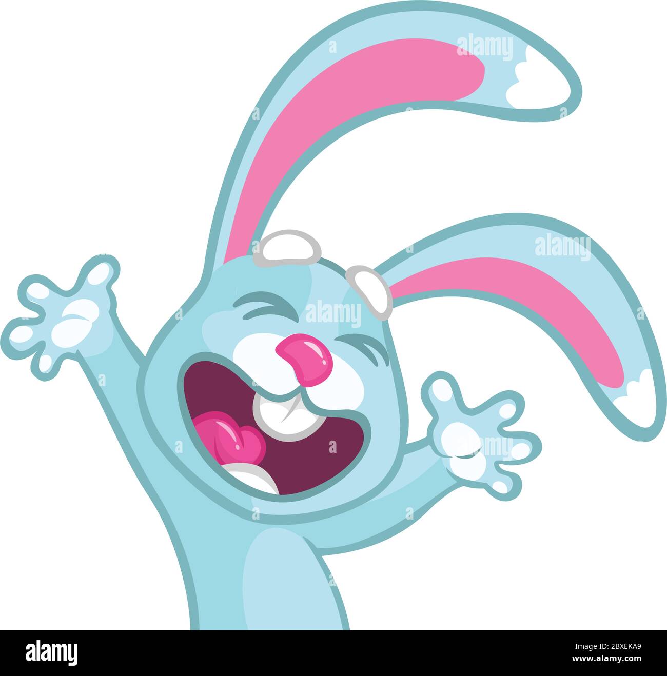 Easter cartoon bunny rabbit dancing excited. Vector illustration of ...