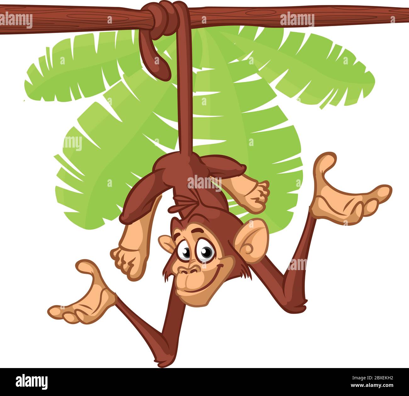 Cartoon Monkey Hanging By Tail