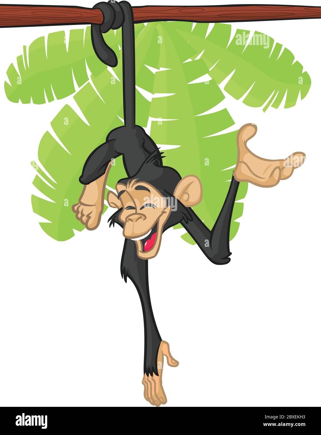 Cartoon monkey chimpanzee hang down the tree Stock Vector Image & Art ...