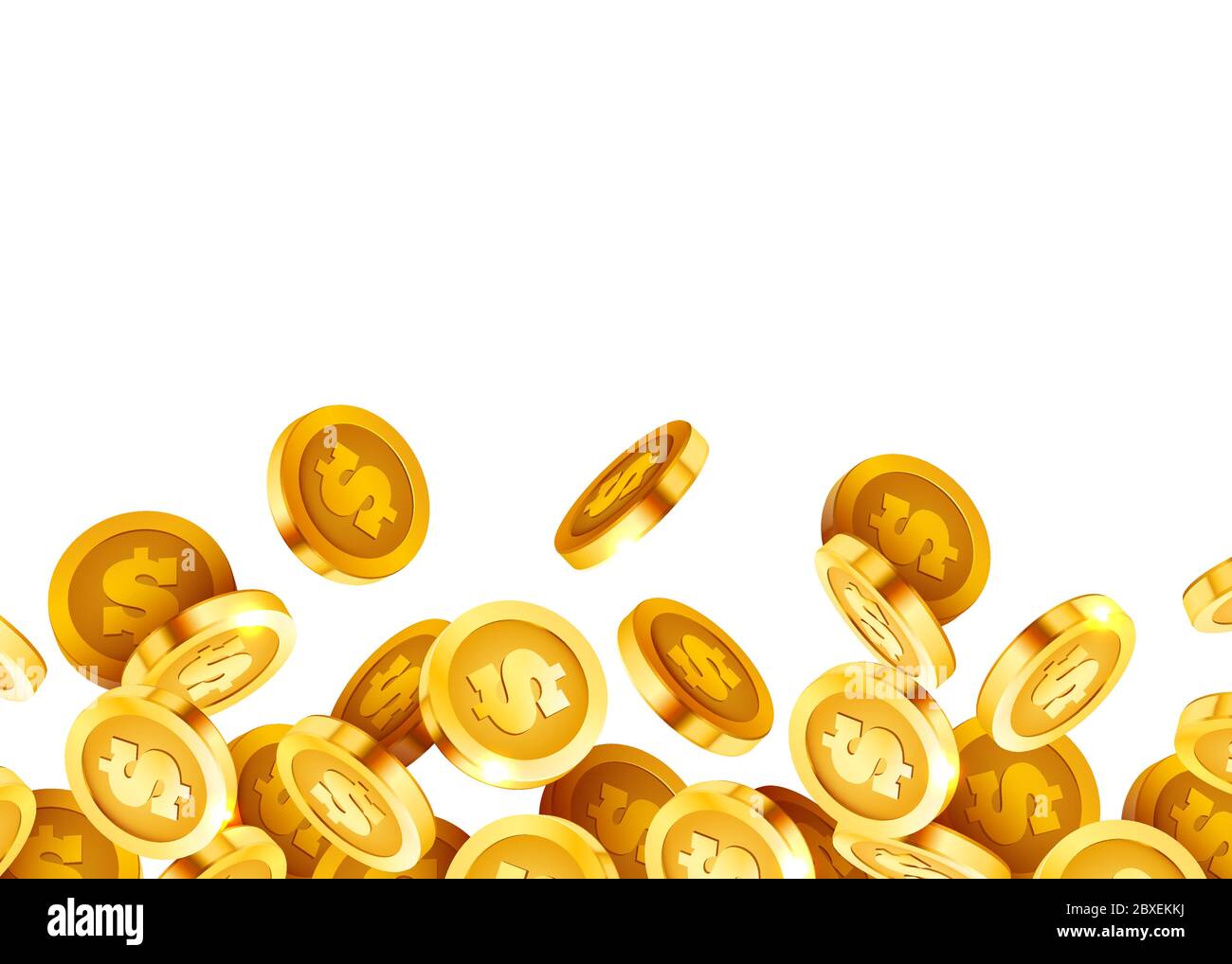 Falling coins, falling money, flying gold coins, golden rain. Jackpot ...