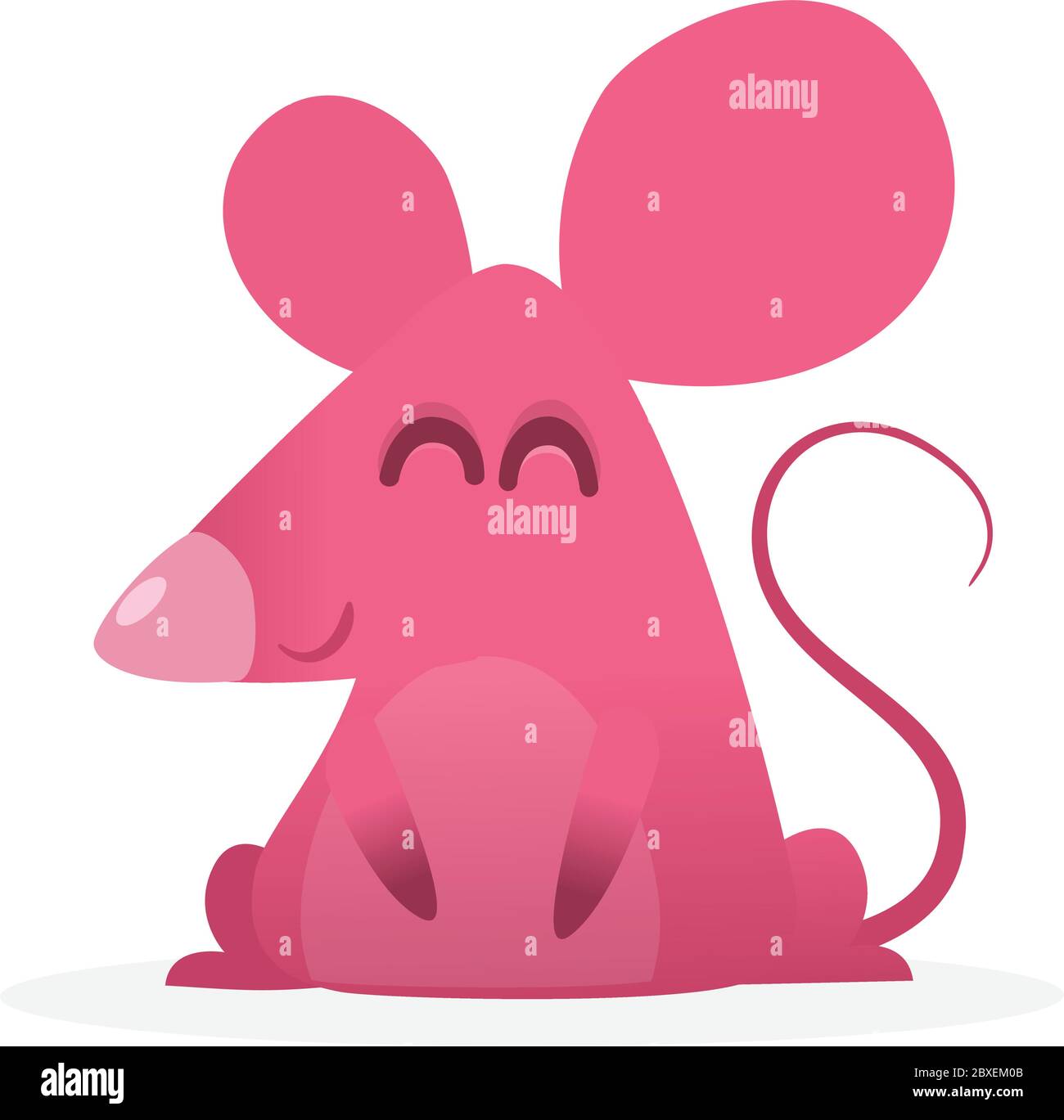 Funny cartoon pink mouse. Vector illustration isolated. Design for ...