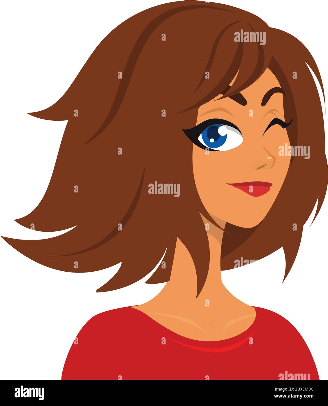 Beautiful young teenager happy girl with brown haircut winking and ...
