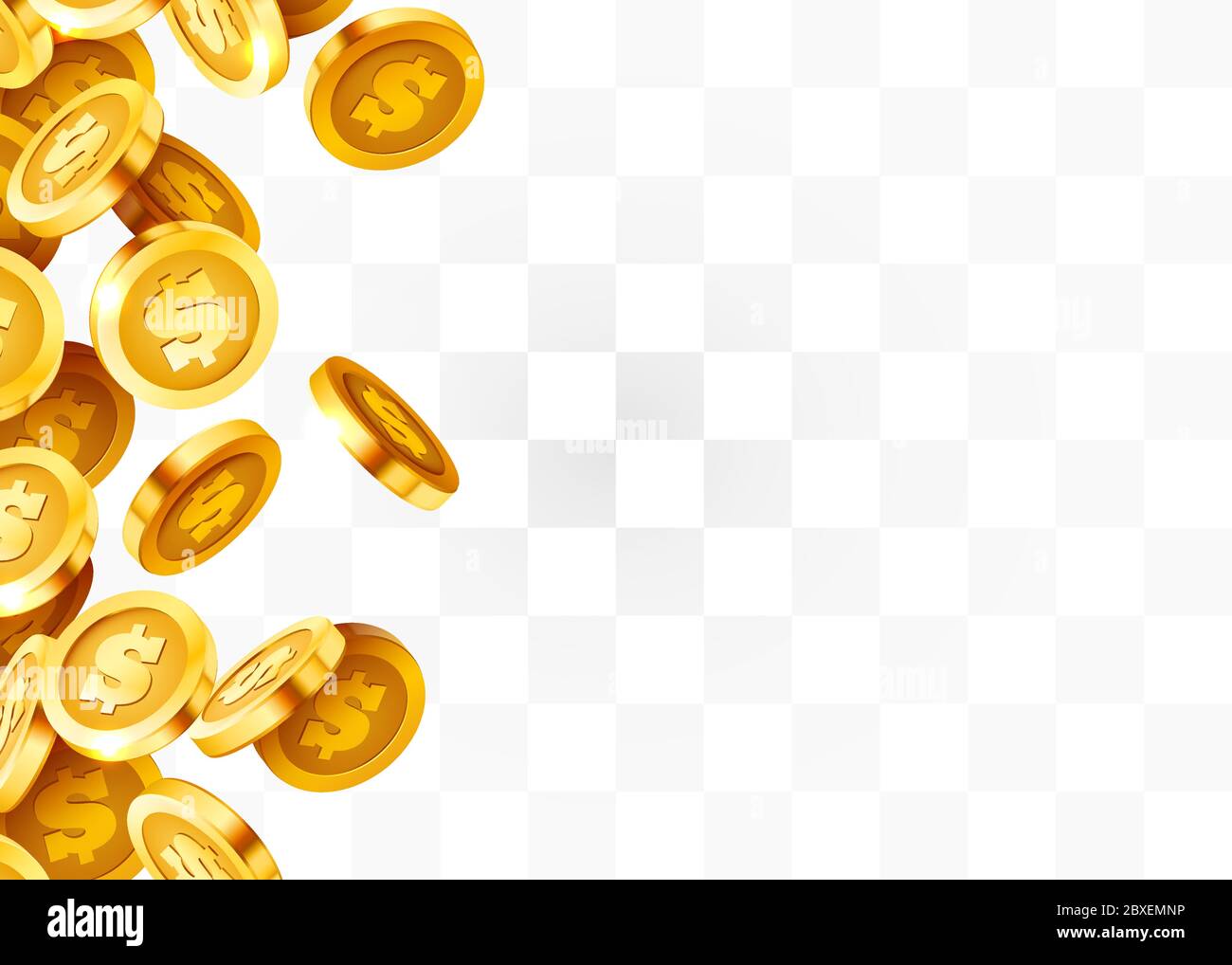 Falling coins, falling money, flying gold coins, golden rain. Jackpot ...