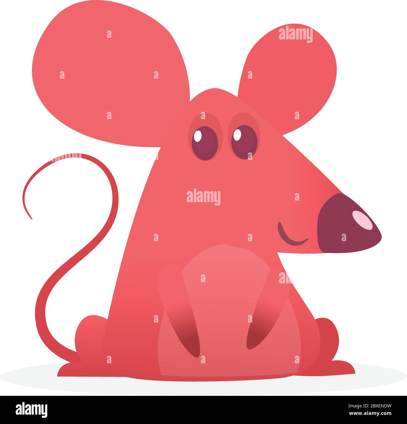 Funny cartoon pink mouse. Vector illustration isolated Stock Vector ...