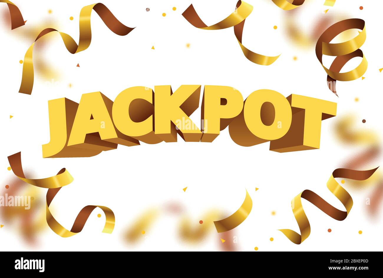 Jackpot sign with gold realistic 3d falling confetti. Vector ...
