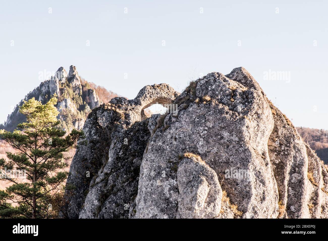Sulovske skaly mountains in Slovakia from Sulovsky hrad castle ruins ...