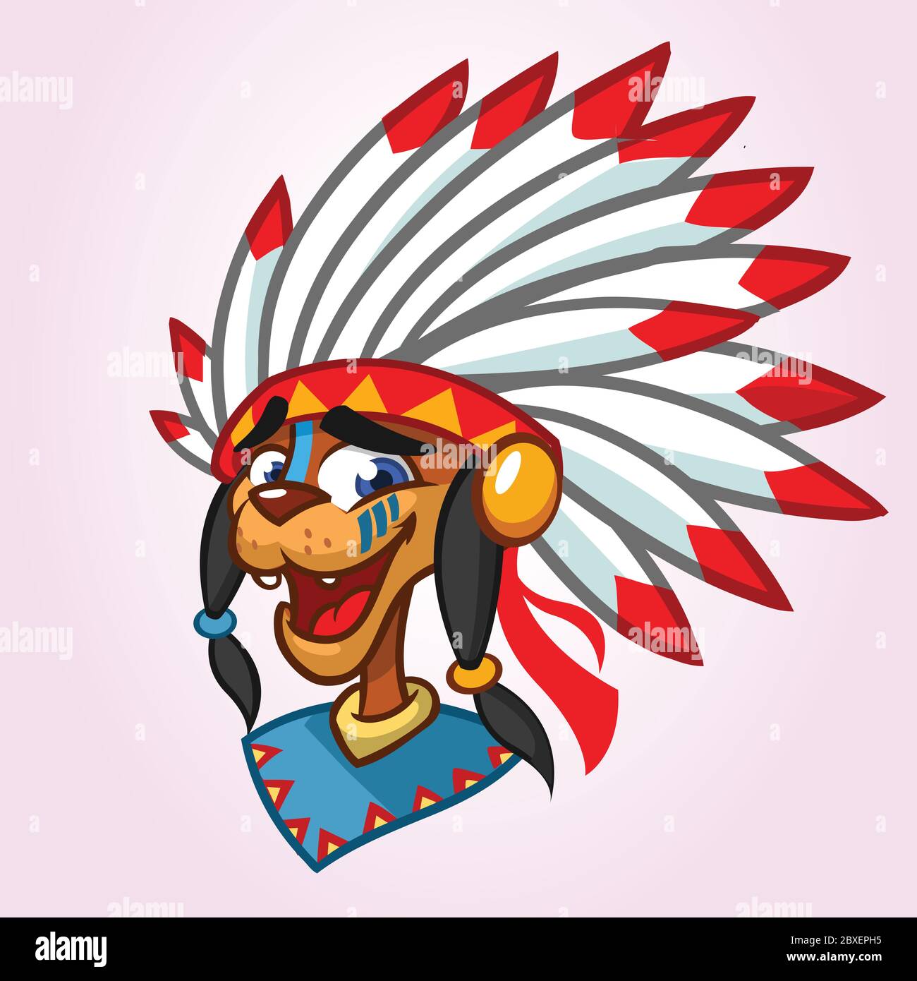 A cartoon illustration of a Native American icon. Vector illustration ...