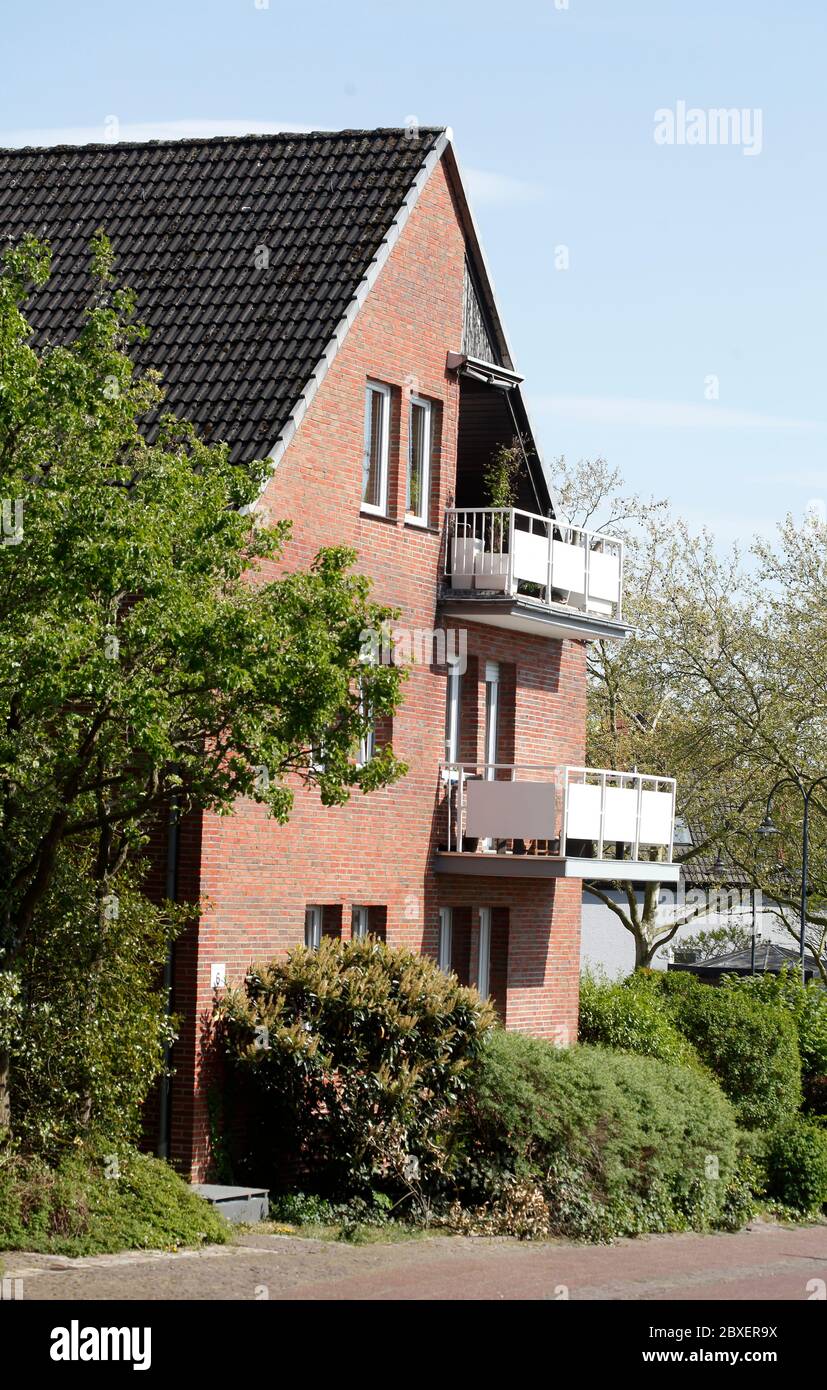 Modern brick residential building, apartment building, Bremen, Germany ...