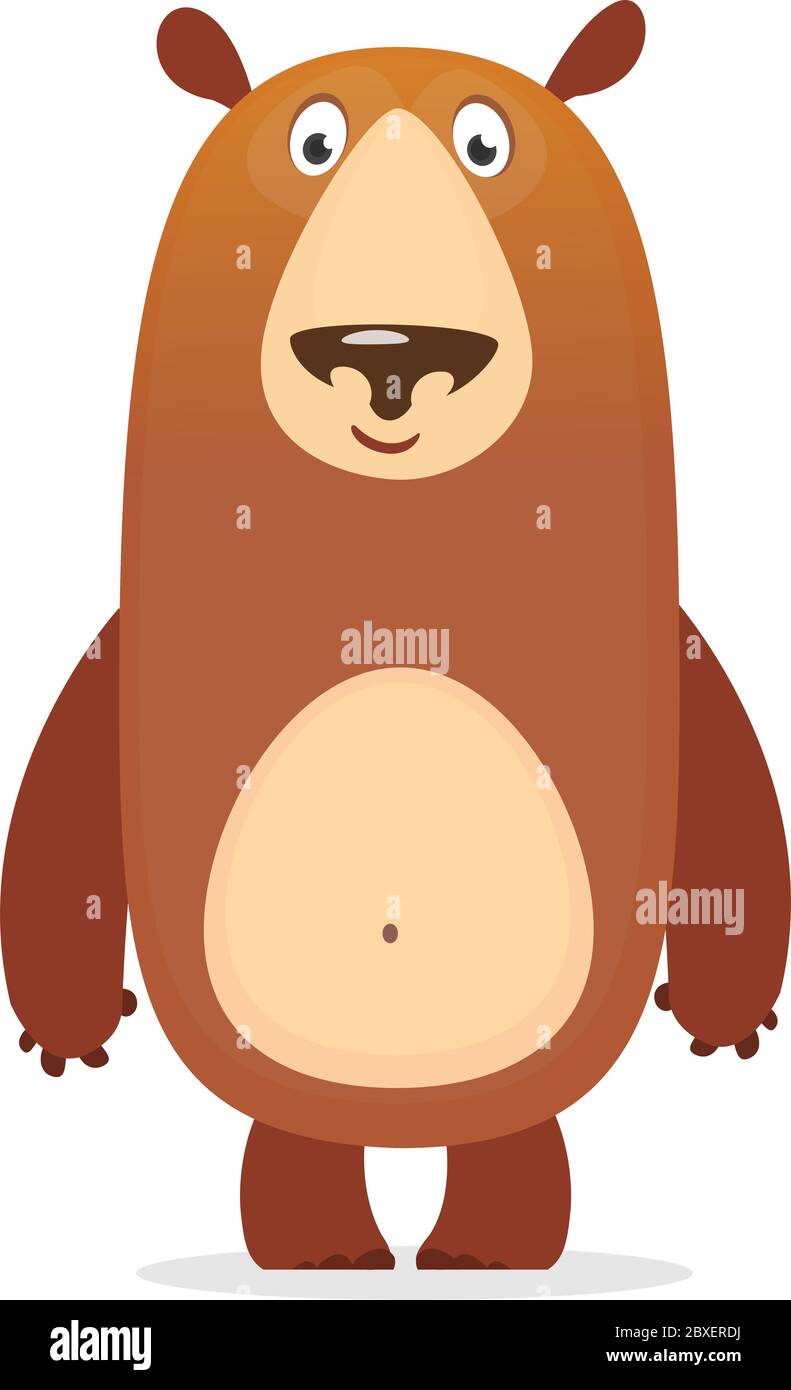 Happy cartoon bear. Vector clip art illustration of brown bear isolated ...