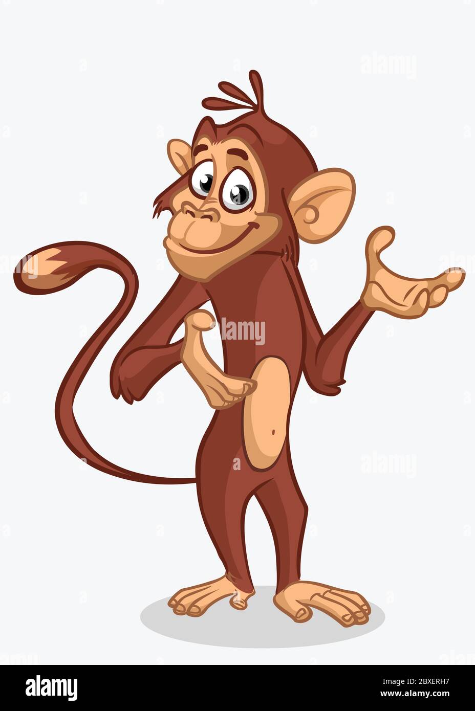 Pretty monkey cartoon. Vector illustration of chimpanzee monkey ...
