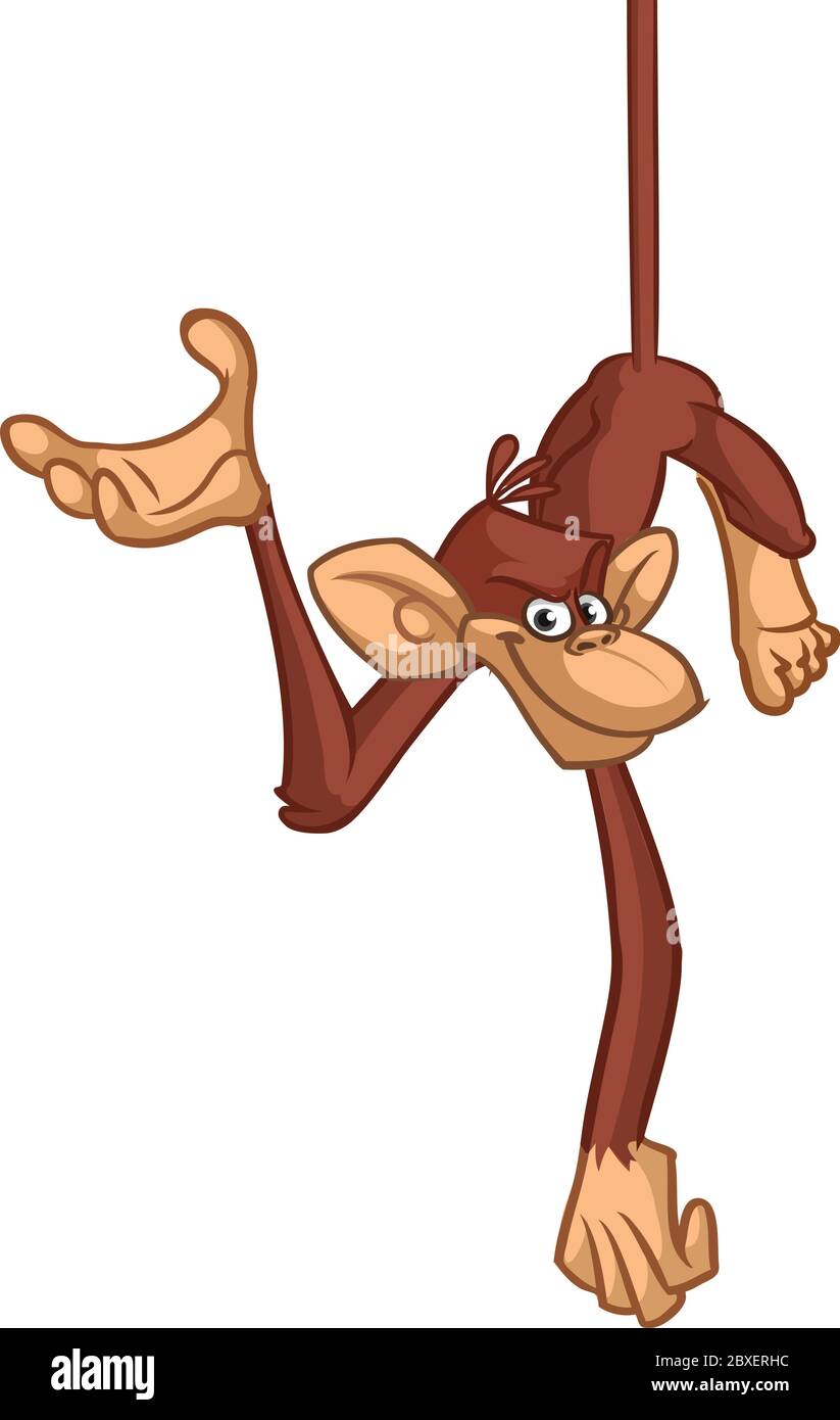 Cartoon Monkey Hanging Upside Down