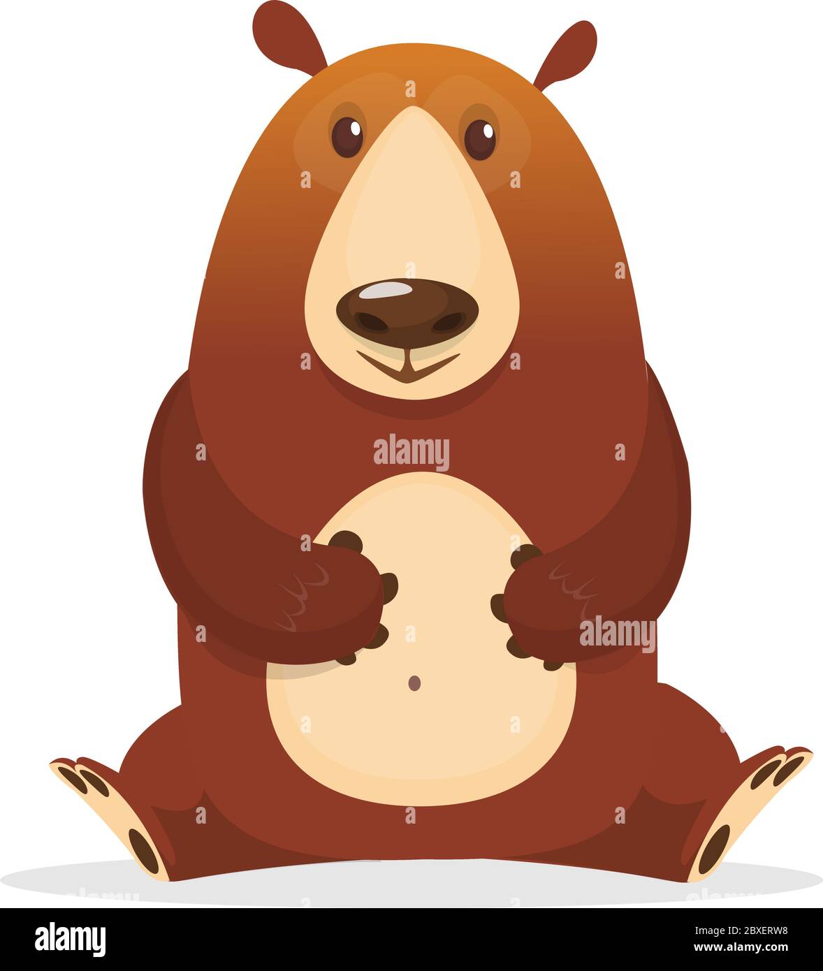 Happy cartoon bear. Vector clip art illustration of brown bear isolated ...