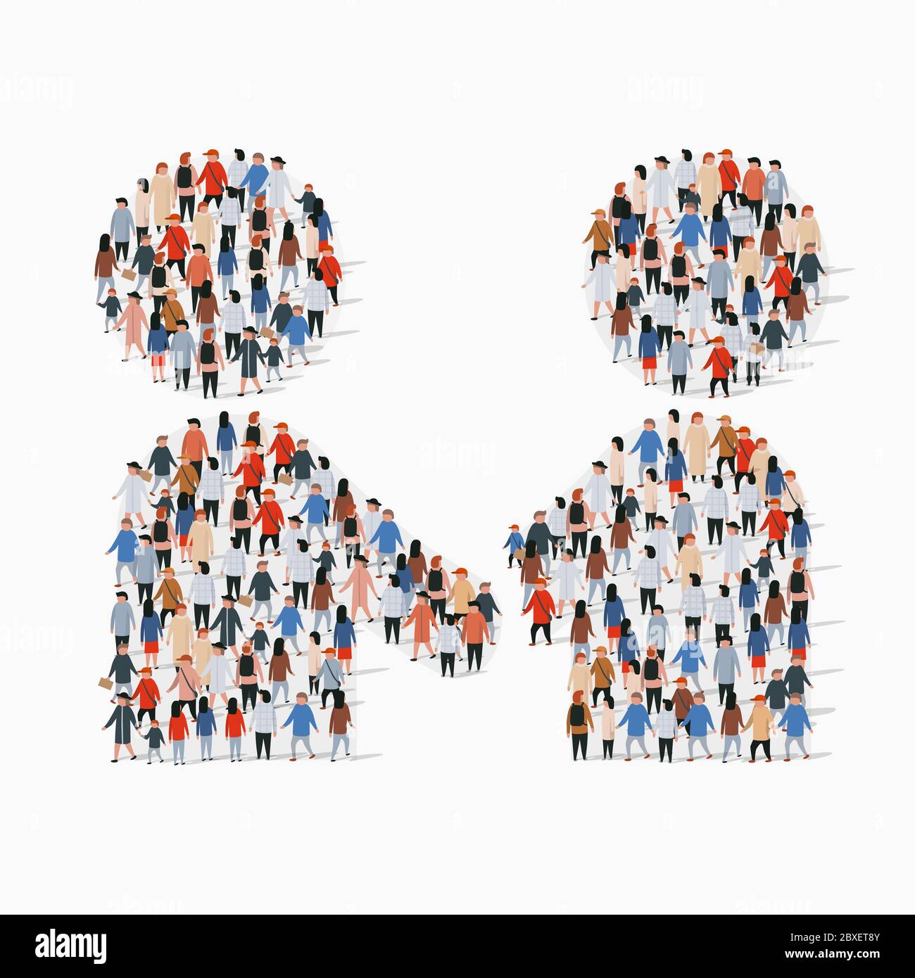 Big group of people in form of handshake symbol. Vector illustration ...