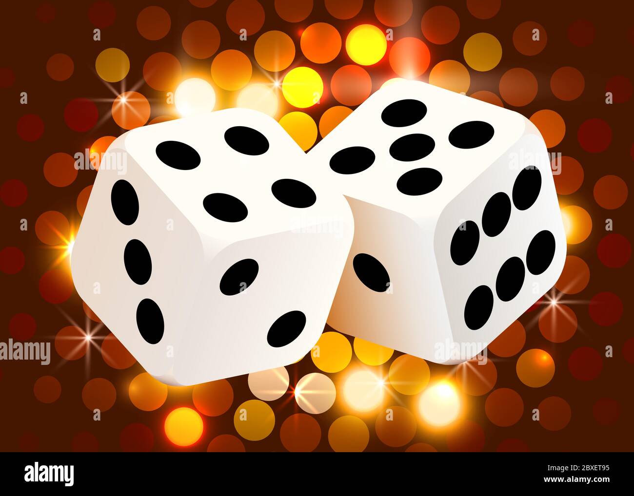 Two dices, surrounded by a luminous frame. Luck banner. Casino concept ...