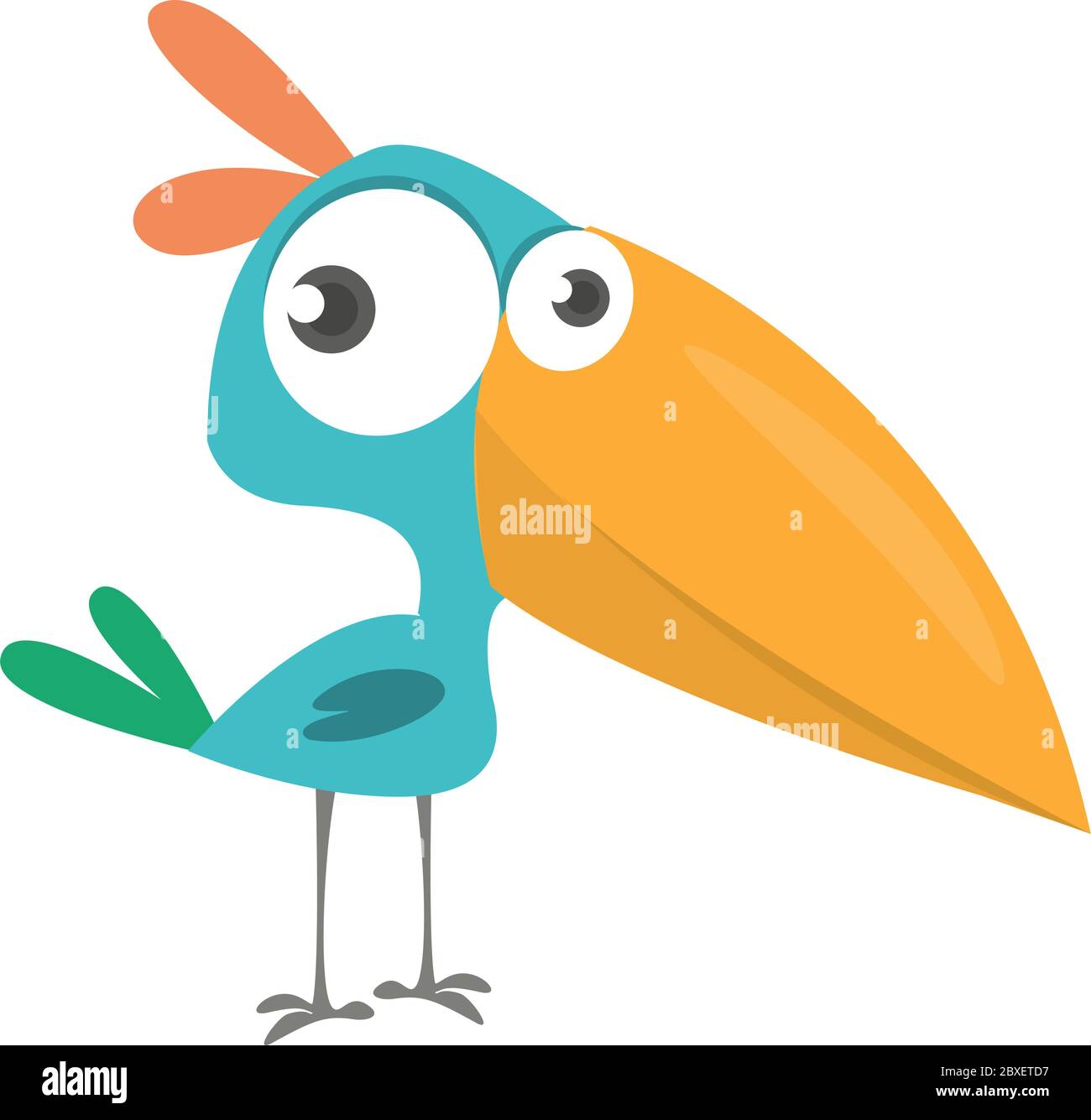 Funny blue bird cartoon. Vector illustration of forest blue bird ...