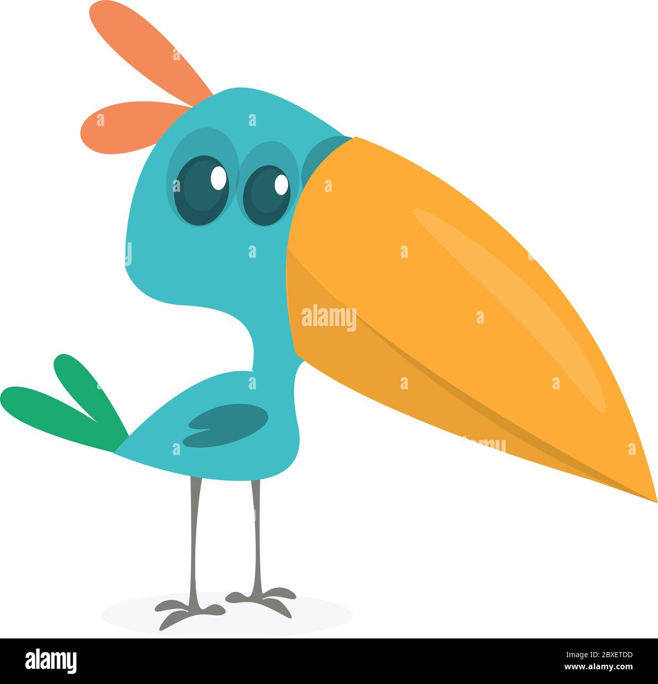 Funny blue bird cartoon. Vector illustration of forest blue bird ...