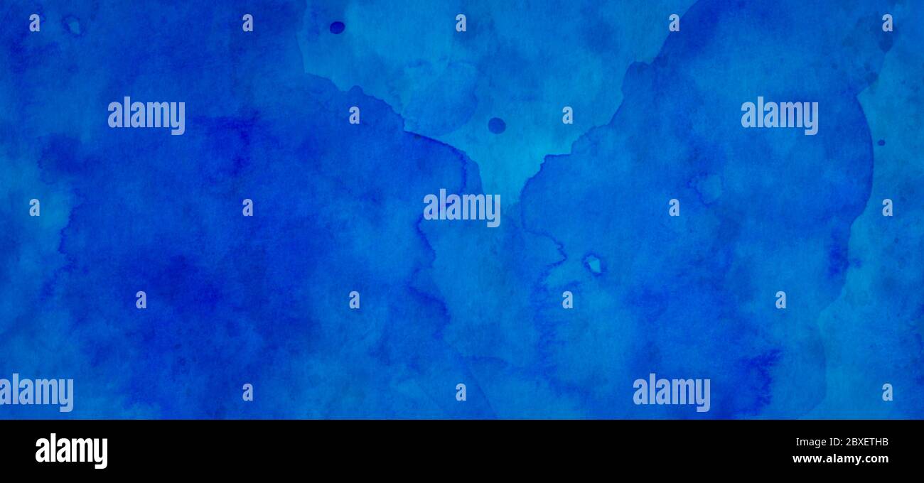 blue watercolor background, old blue painted paper with color splash or ...