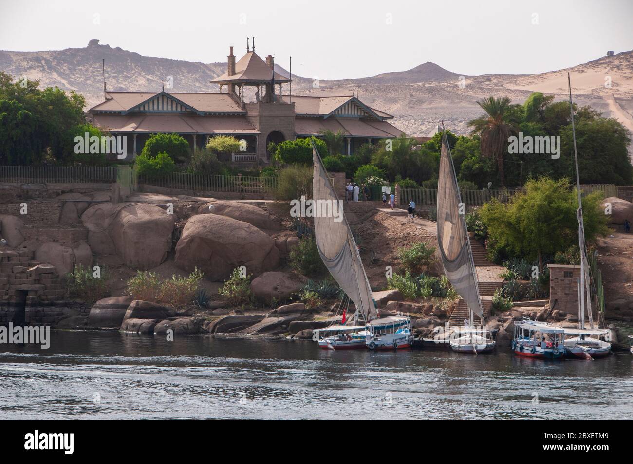 View of Aswan museum located in Elphantine Island on the Nile, forming ...