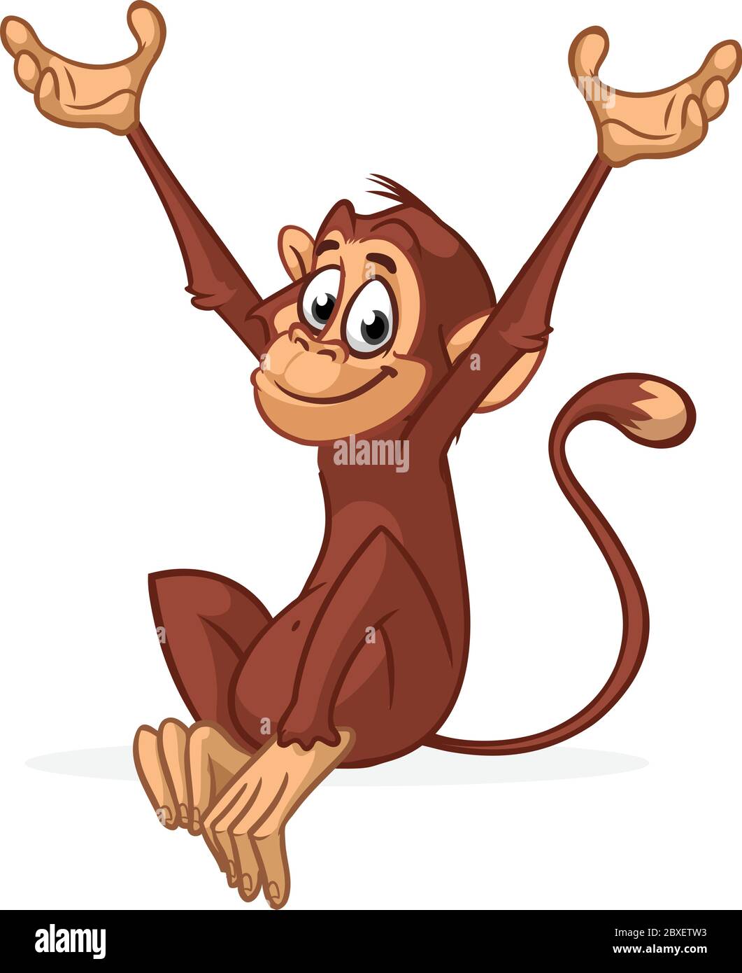 Cute Monkey Chimpanzee Vector Illustration In Fun Cartoon Style Design ...