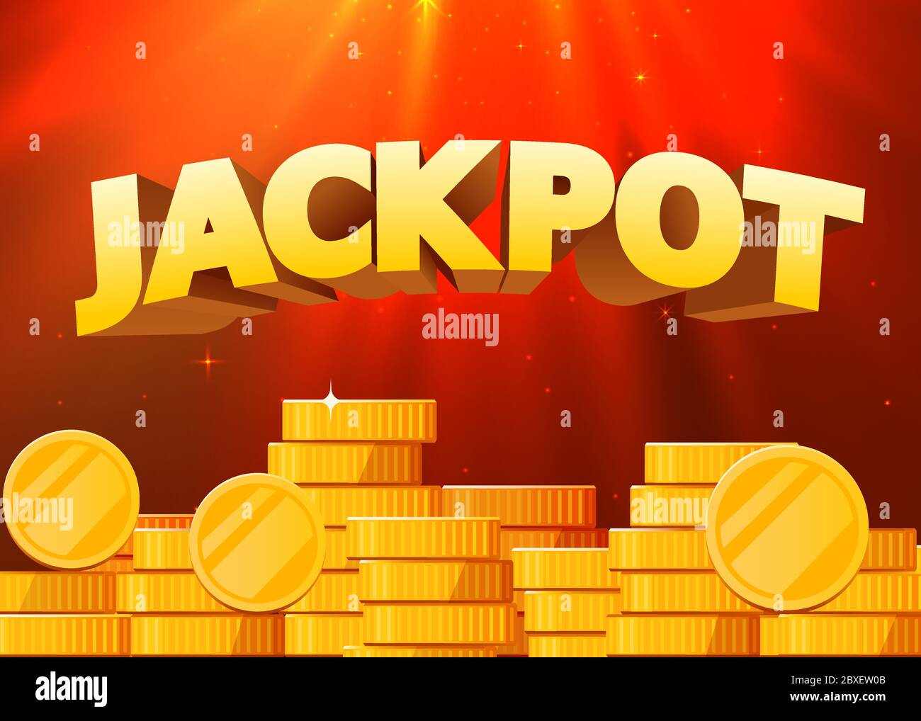 Jackpot sign with gold realistic 3d coins background. Vector ...