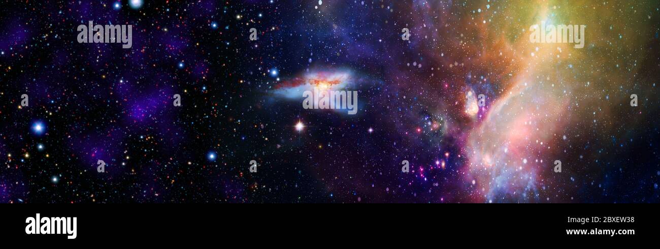 Astronomy graphic design background with nebula and glowing stars in ...
