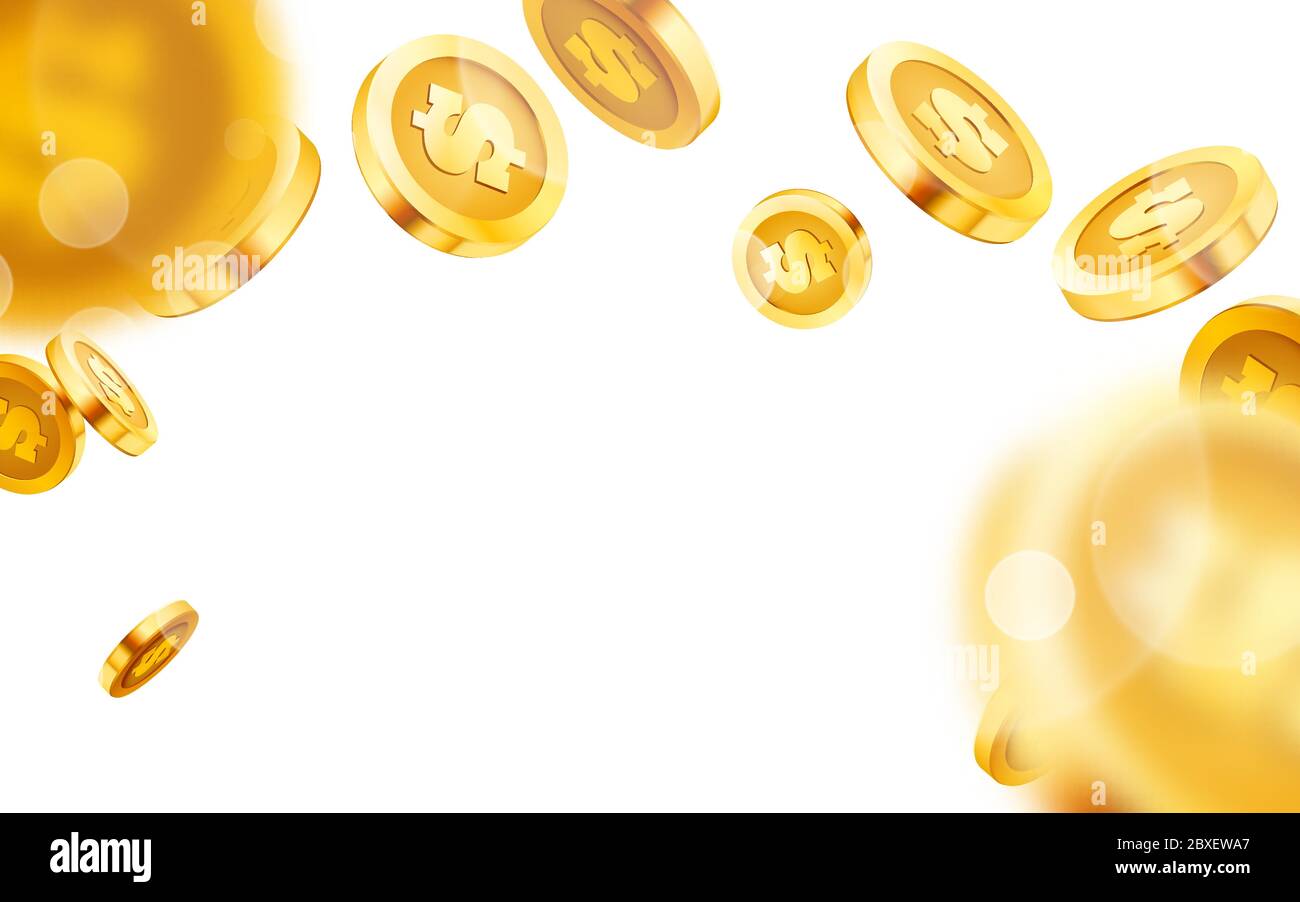 Falling coins, falling money, flying gold coins, golden rain. Jackpot ...